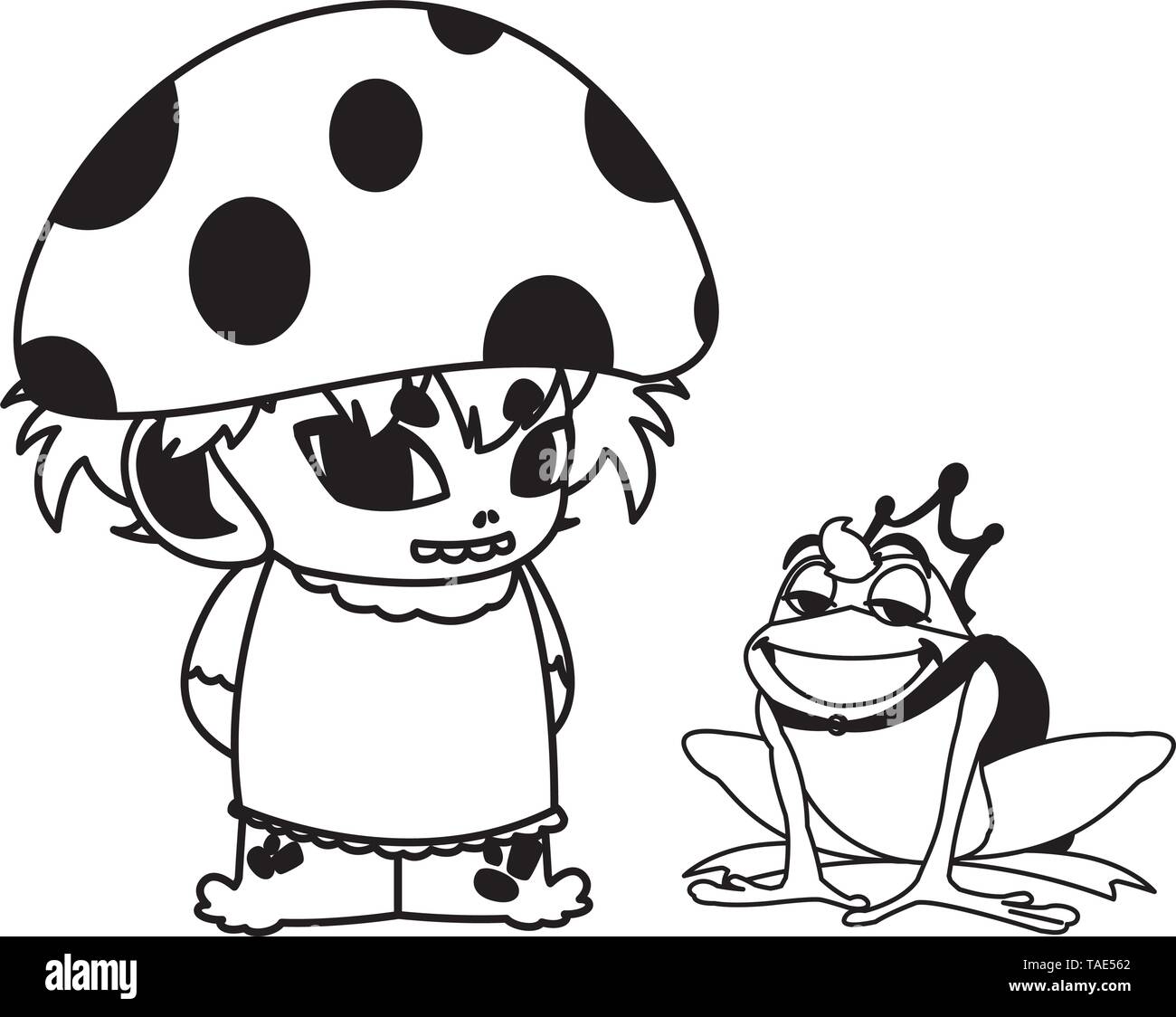 toad prince and fungu elf fairytale character vector illustration ...