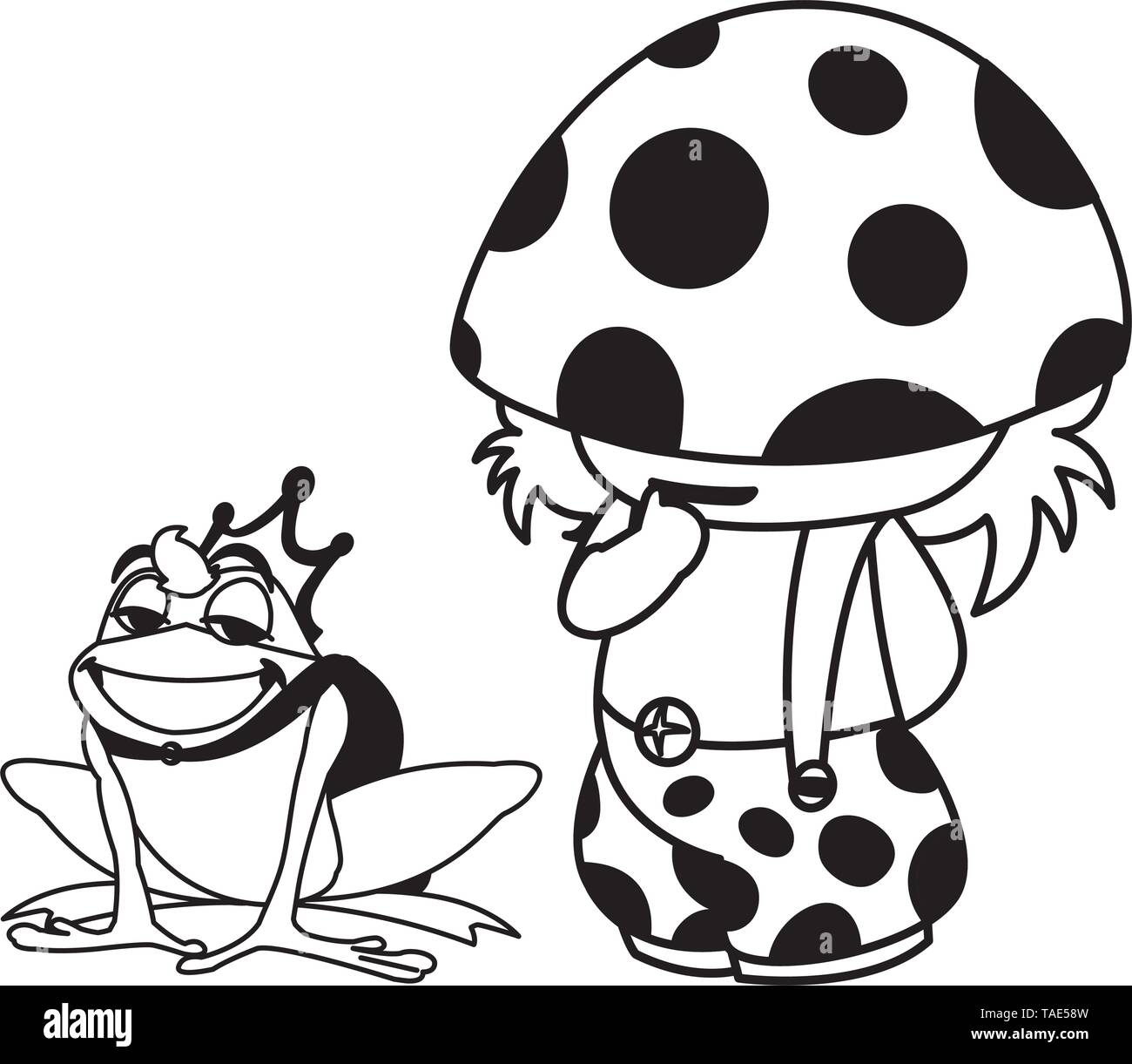 toad prince and fungu elf fairytale character vector illustration ...