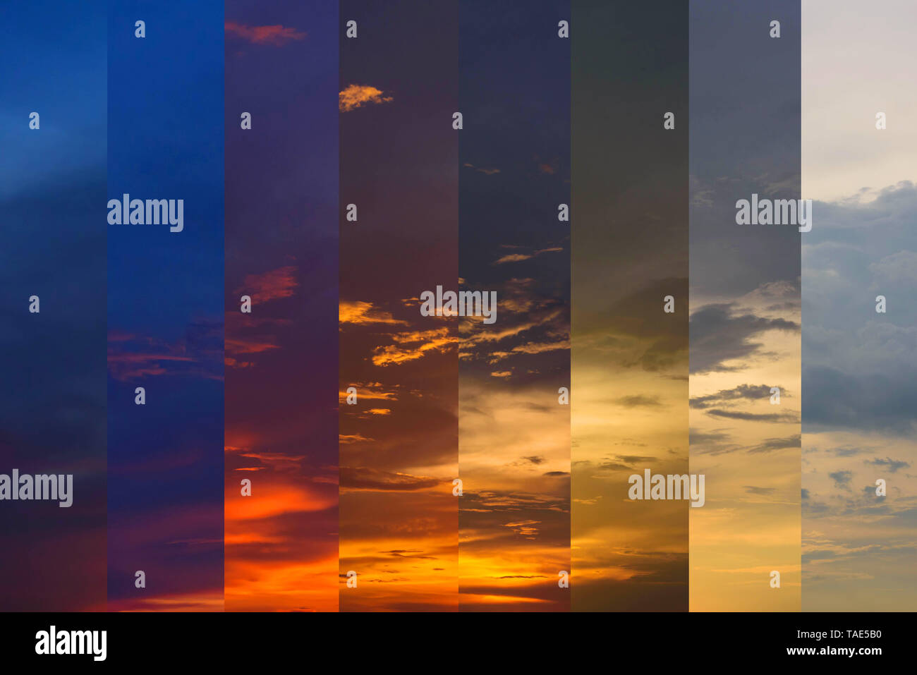 Different shade color of cloud sunset in same frame Stock Photo - Alamy