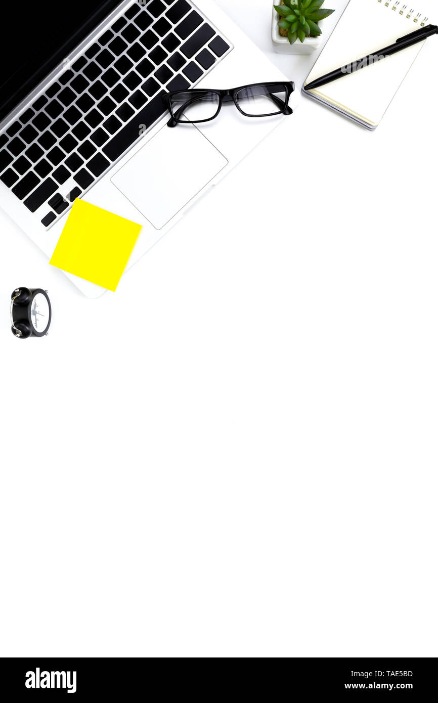 Creative flat lay photo of modern workplace with laptop, top view ...