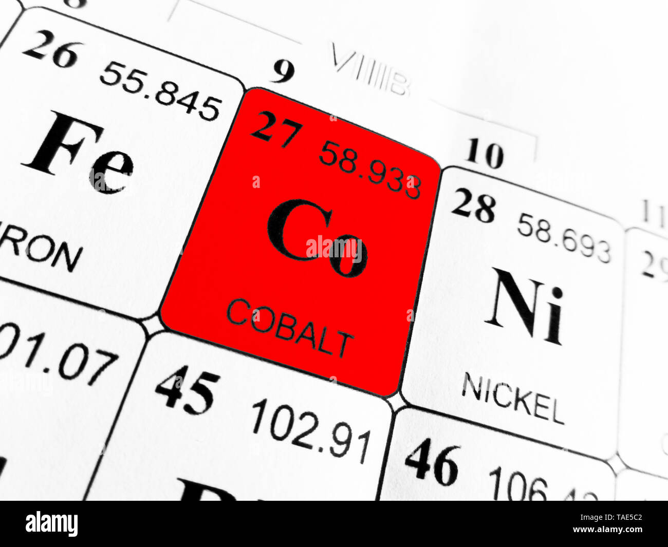 Cobalt on the periodic table of the elements Stock Photo - Alamy