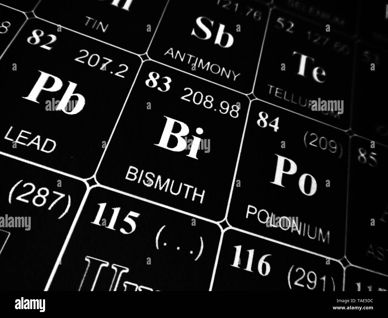 Bismuth on the periodic table of the elements Stock Photo - Alamy
