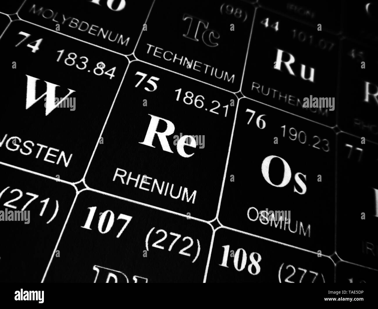 Rhenium on the periodic table of the elements Stock Photo - Alamy