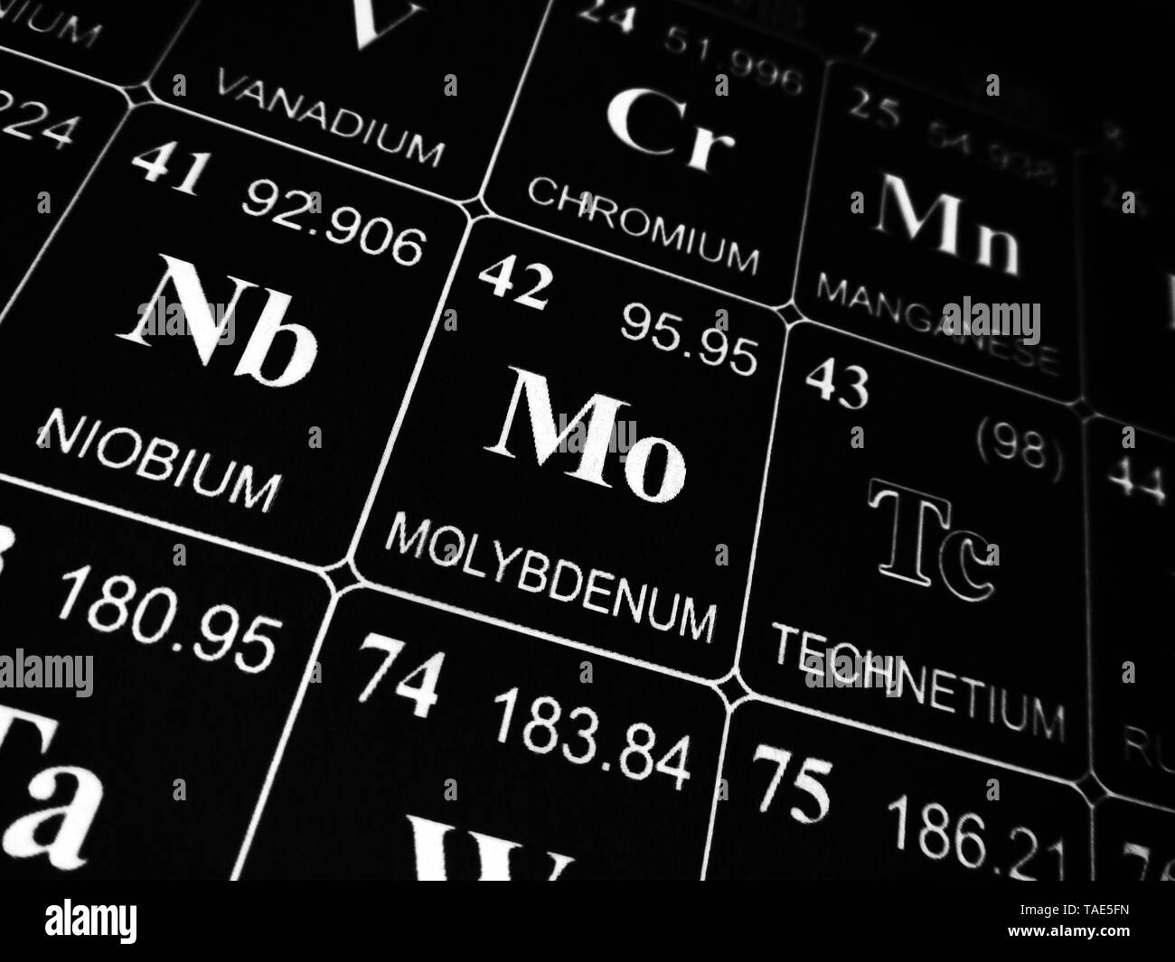 Molybdenum on periodic table Black and White Stock Photos & Images - Alamy