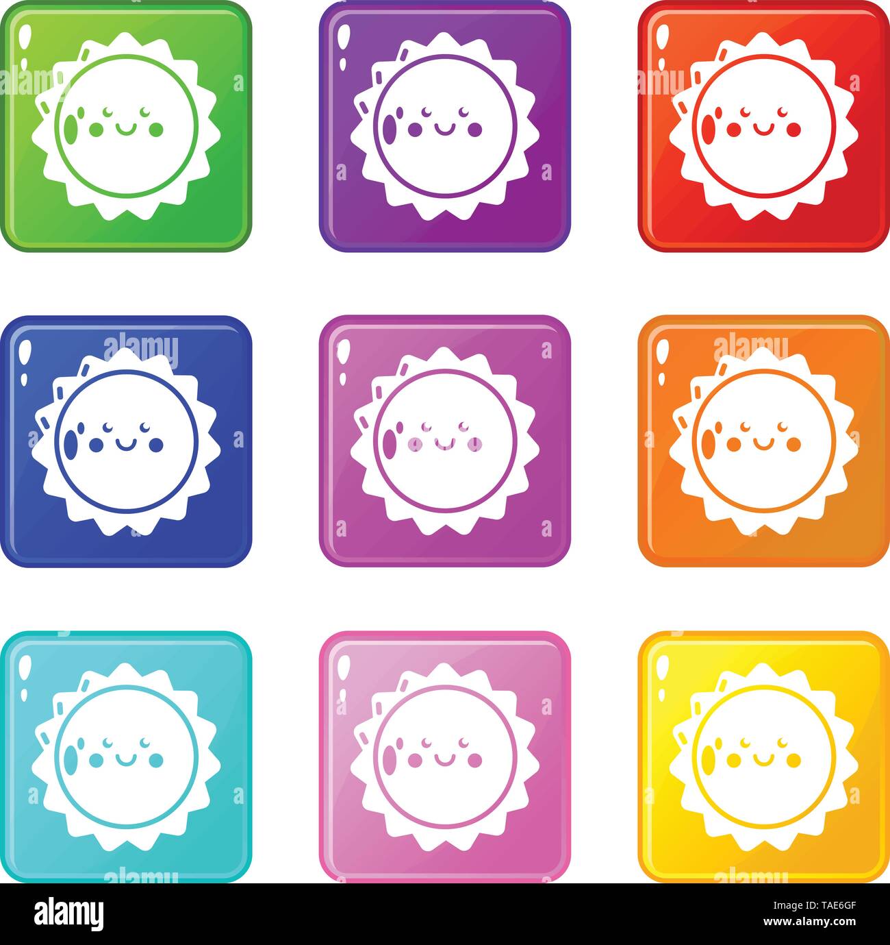 Sun icons set 9 color collection Stock Vector Image & Art - Alamy