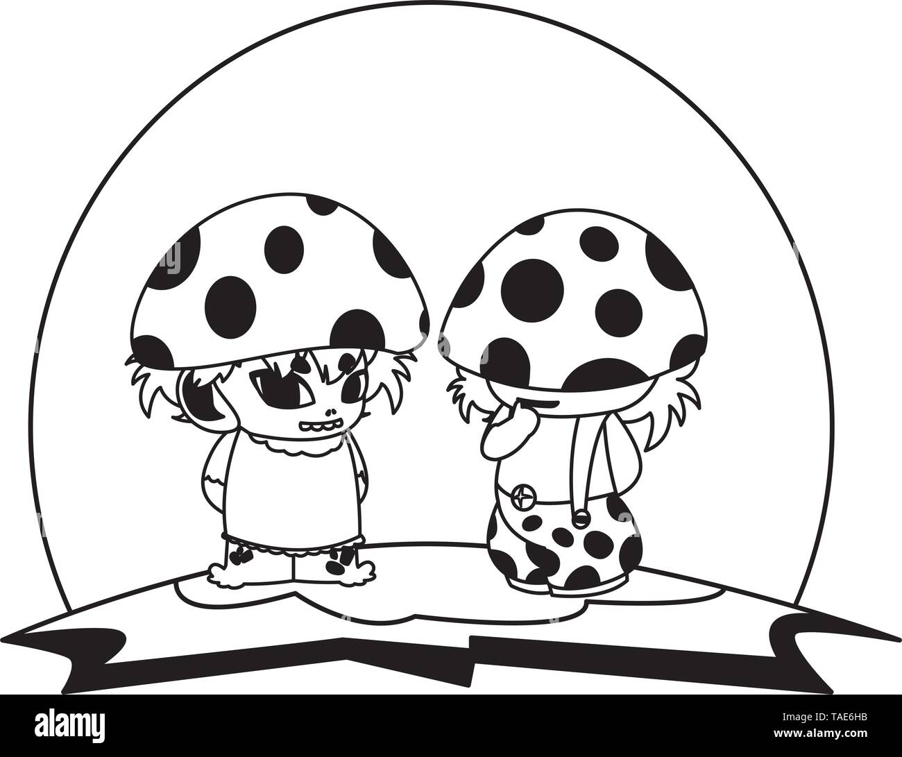 fungus elfs in the garden magic characters vector illustration design ...