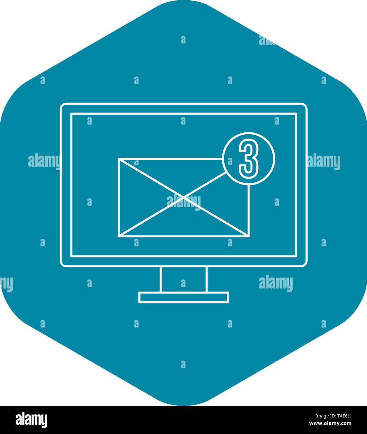 Computer monitor with envelope icon, outline style Stock Vector Image ...