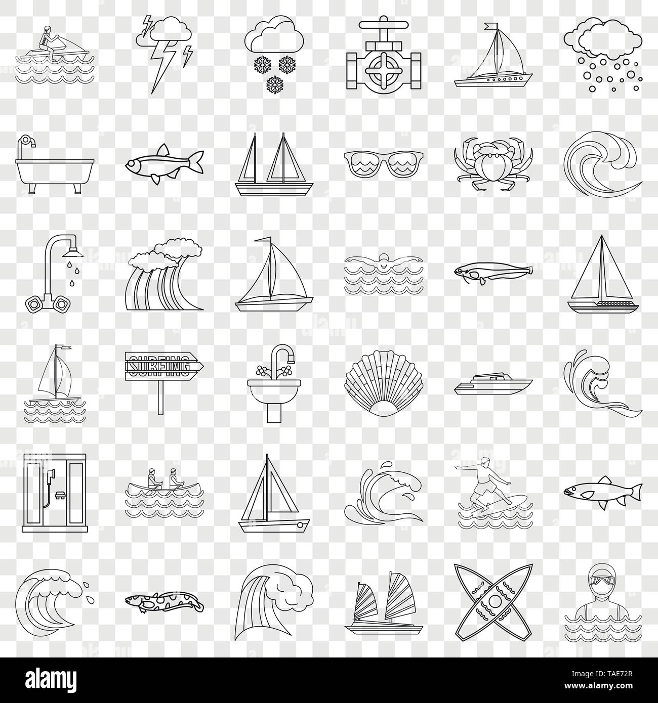 Ocean icons set, outline style Stock Vector Image & Art - Alamy