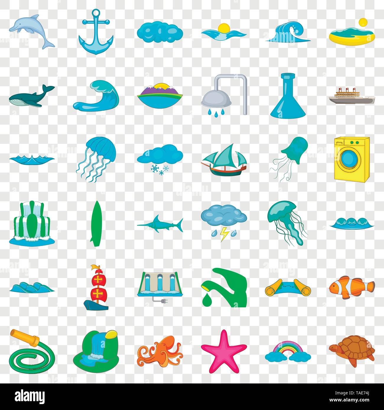 Sea icons set, cartoon style Stock Vector Image & Art - Alamy