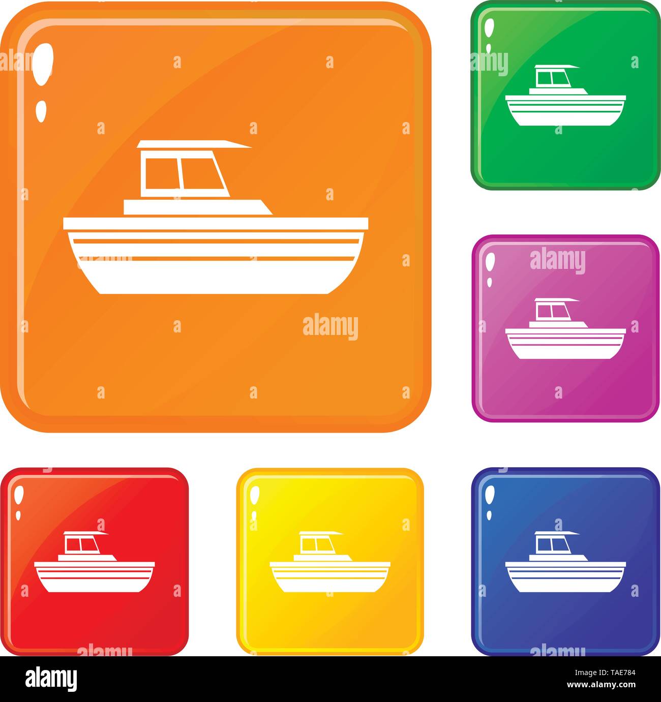 Motor boat icons set vector color Stock Vector Image & Art - Alamy