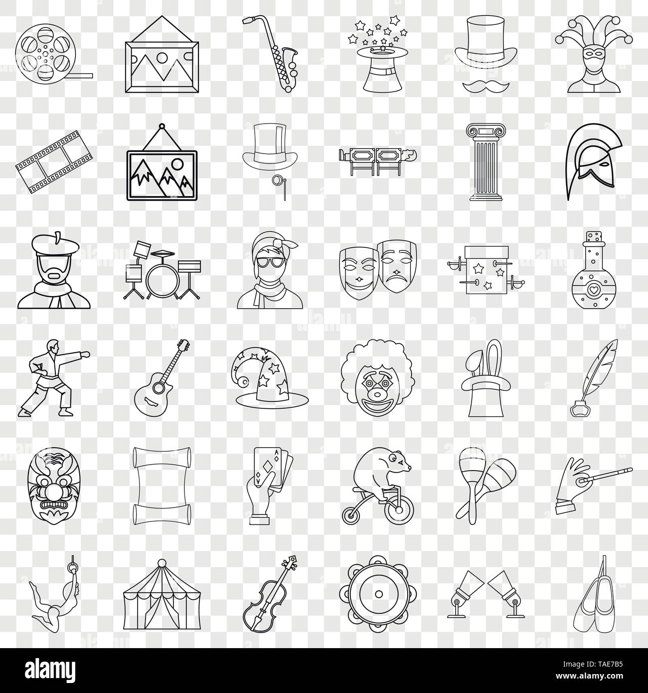 Circus icons set, outline style Stock Vector Image & Art - Alamy