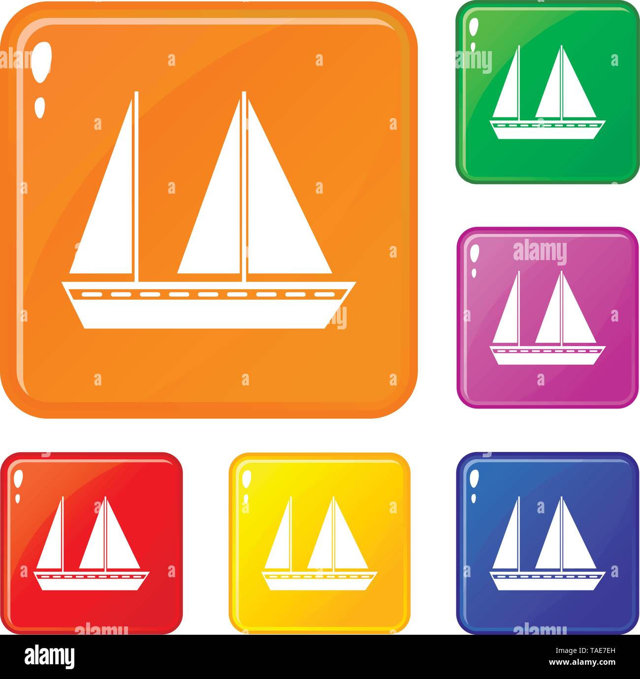 Sailing boat icons set vector color Stock Vector Image & Art - Alamy