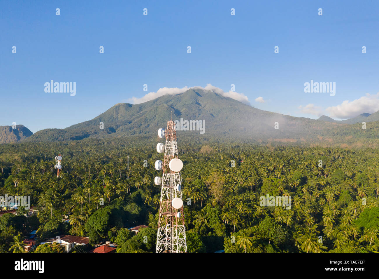 Telecommunication tower, communication antenna on Camiguin Island ...