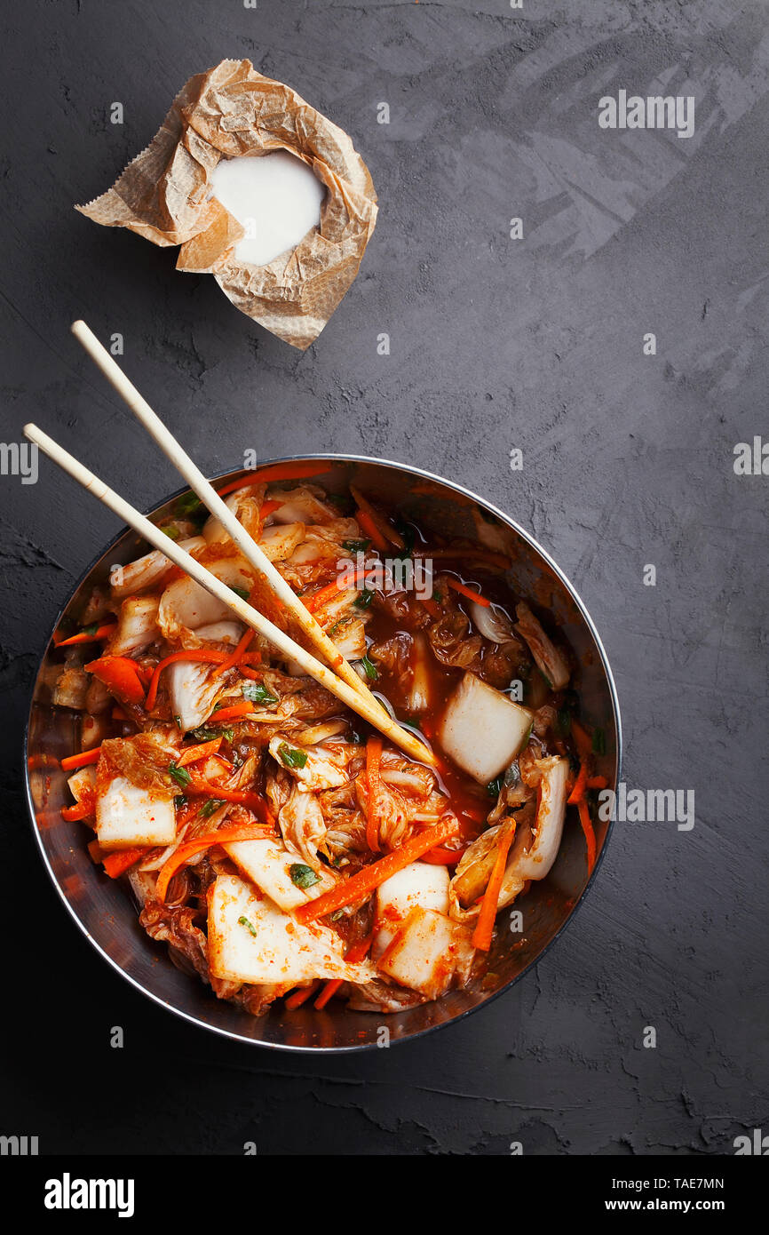 Kimchi Napa spicy pickling cabbages.Korean traditional crunchy spicy ...