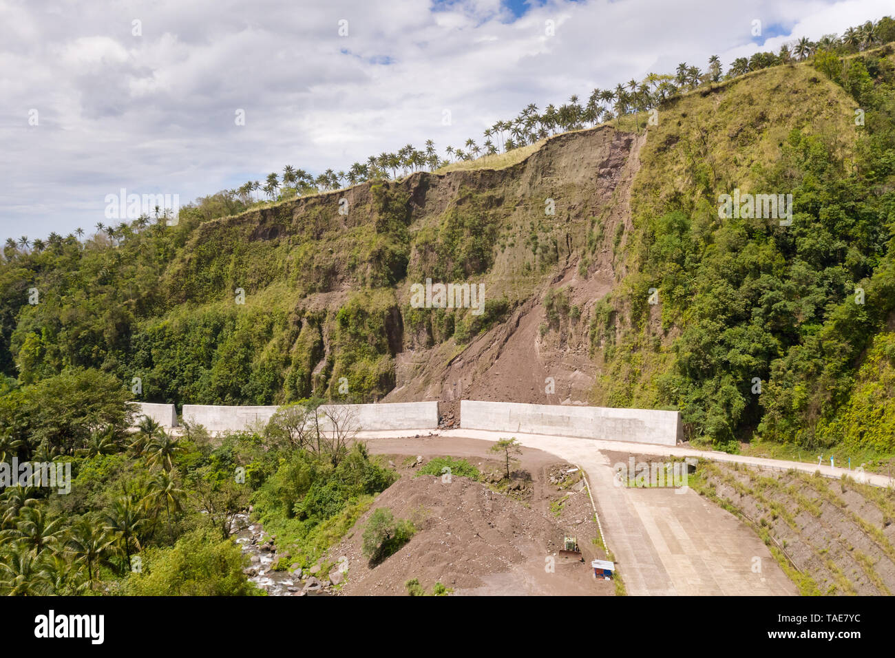 Road with concrete fences on Camiguin Island, Philippines. Protection ...
