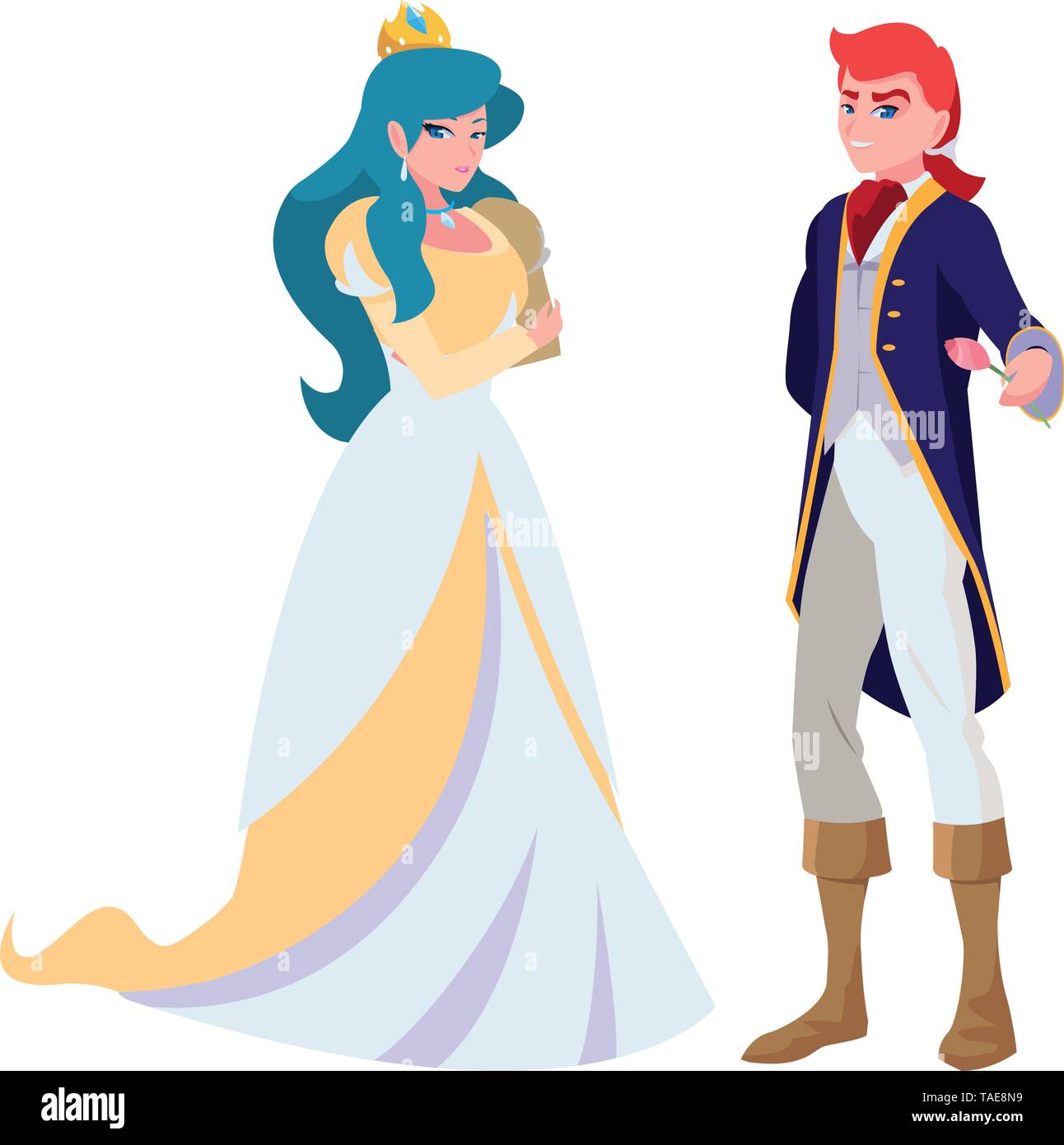 prince charming and princess of tales characters vector illustration ...