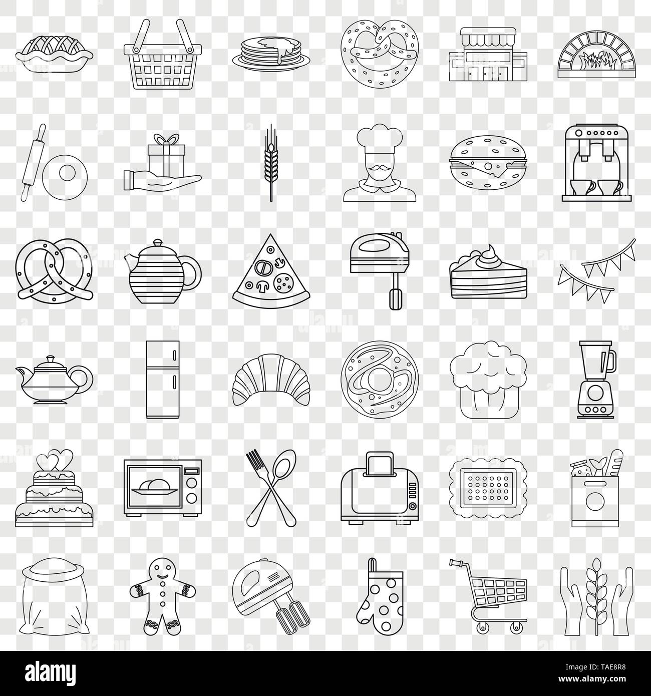Kitchen food icons set, outline style Stock Vector Image & Art - Alamy
