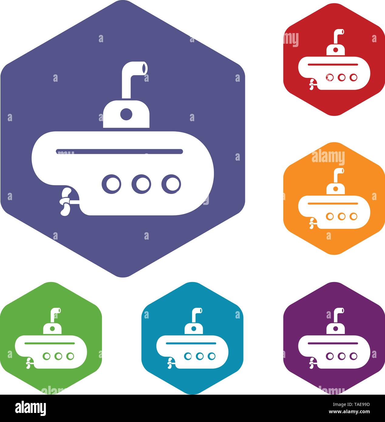Bathyscaphe with periscope icons vector hexahedron Stock Vector Image ...