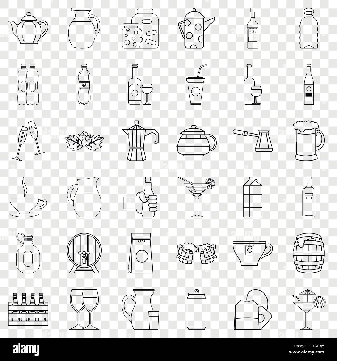 Drink icons set, outline style Stock Vector Image & Art - Alamy