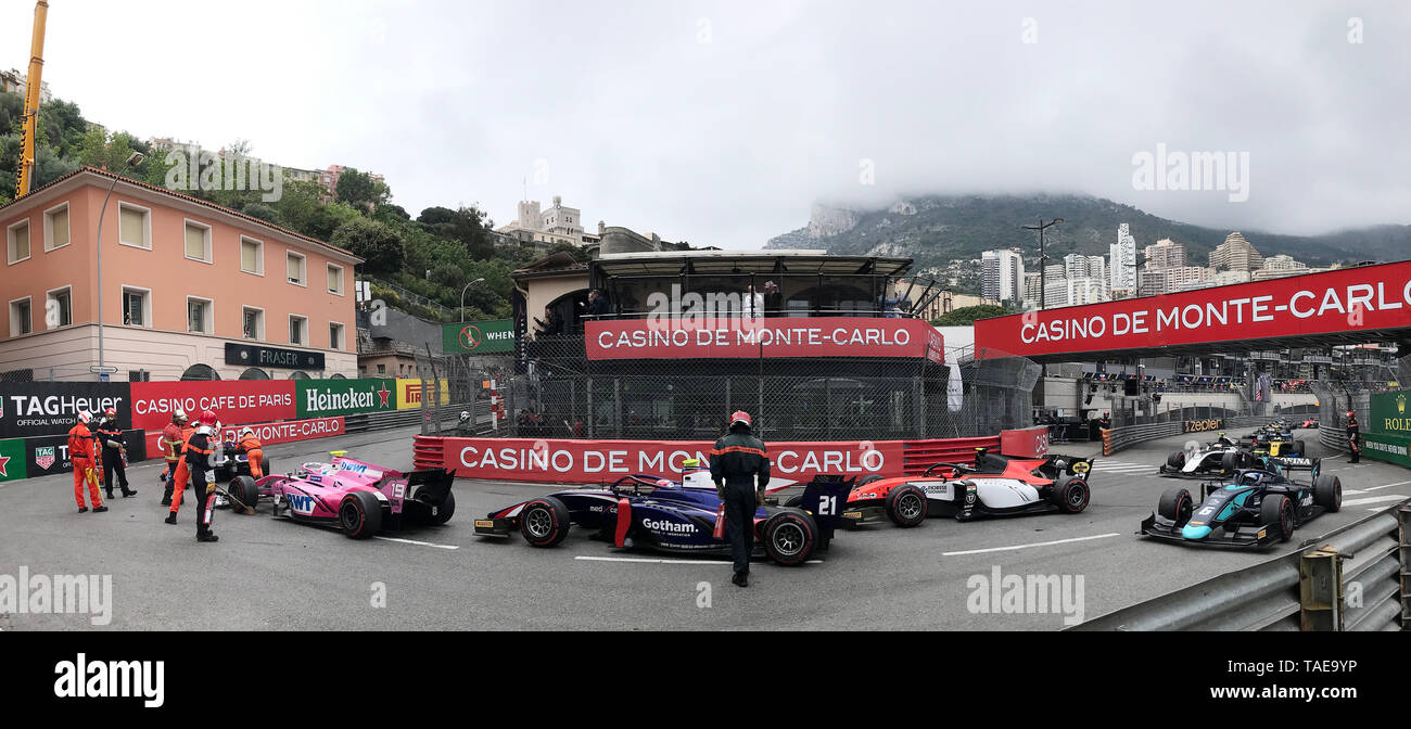 Cars back up around Rascasse corner after the accident blocks the track ...