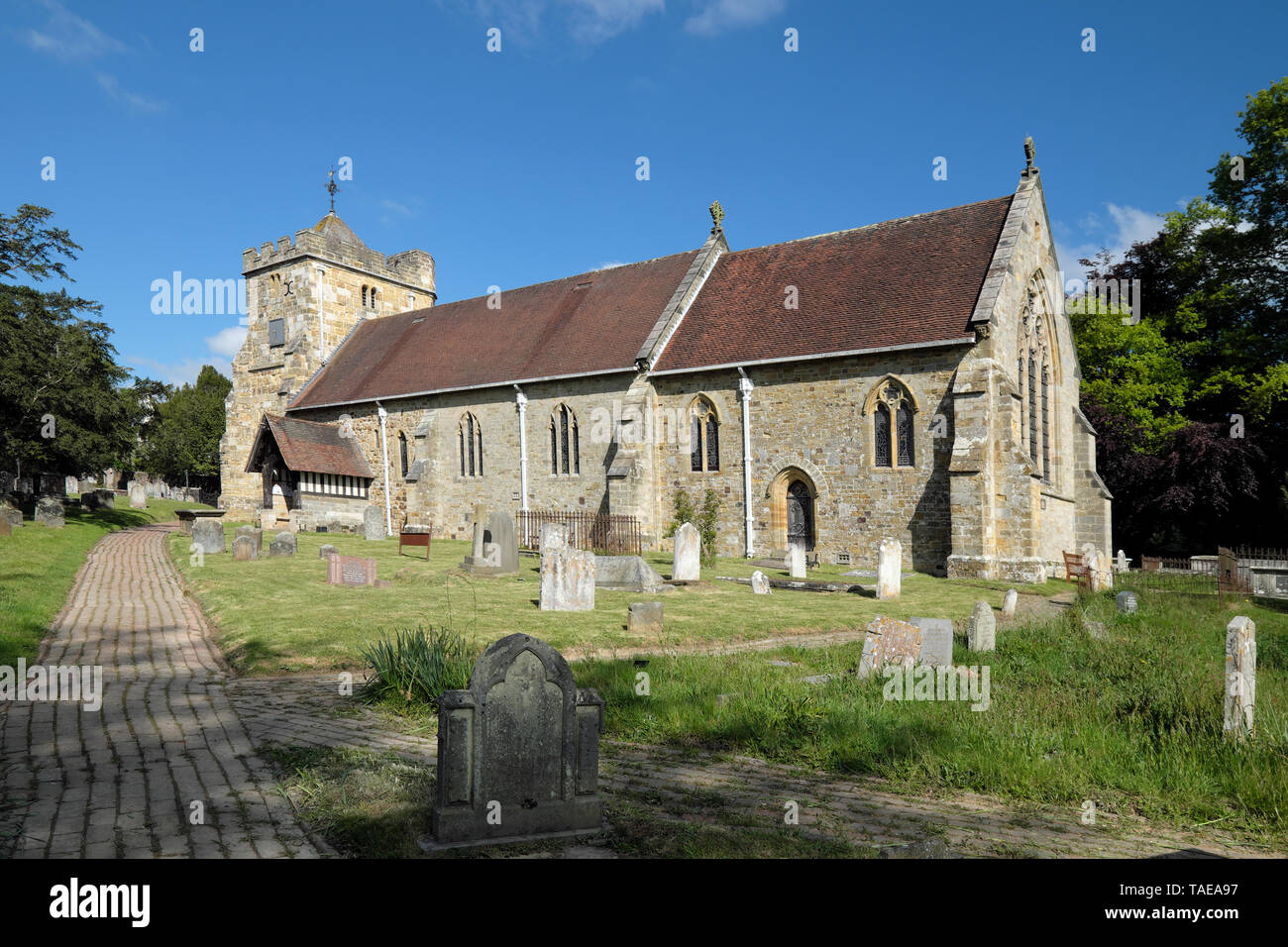 parish church and graveyard in the village of newick in east sussex ...