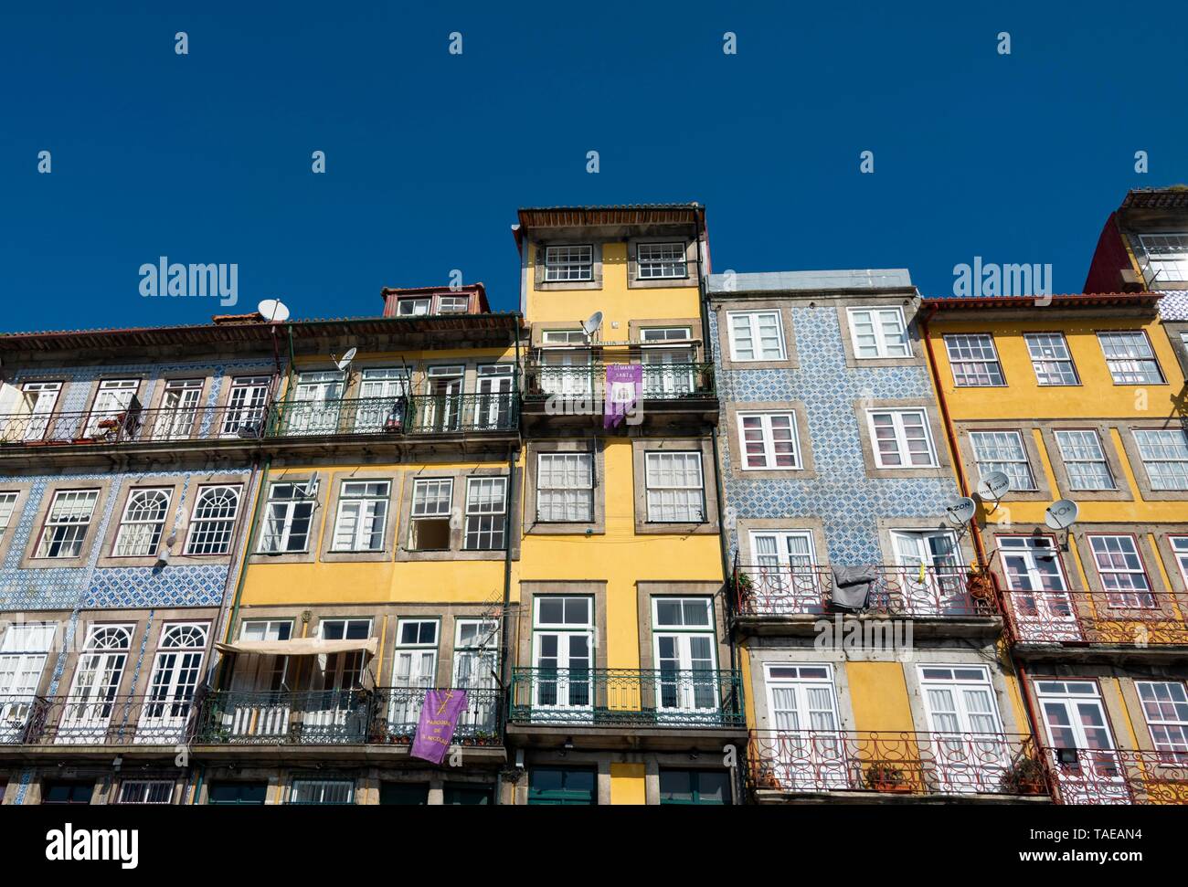 Typical house facade, Colorful houses, Porto, Portugal Stock Photo - Alamy