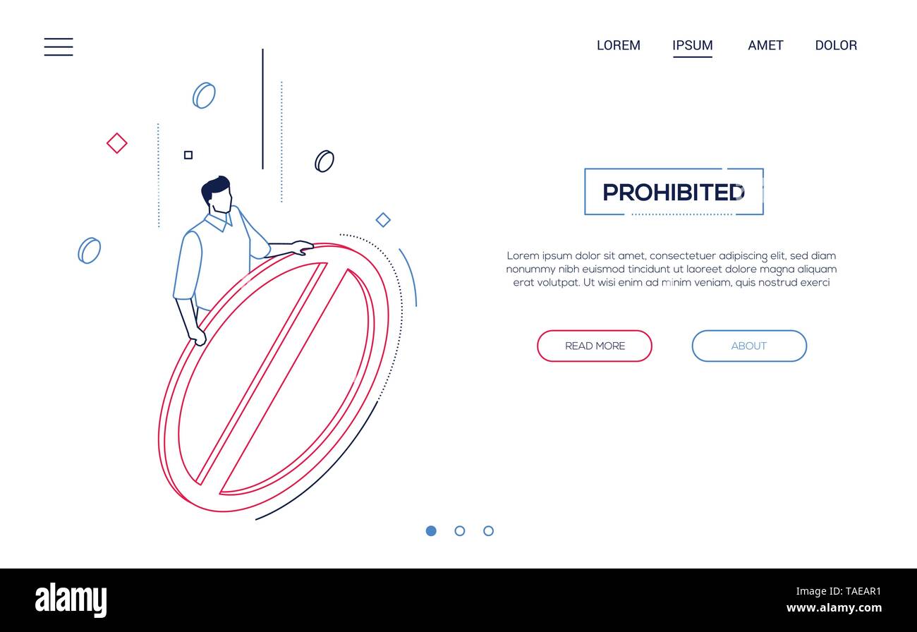 Prohibited sign - line design style isometric web banner Stock Vector ...