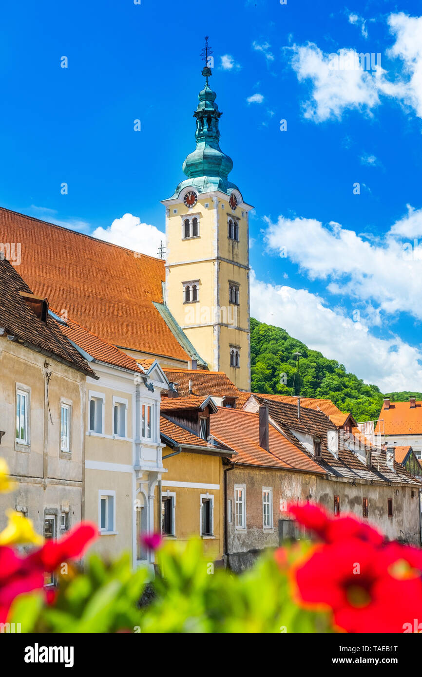 Beautiful town of Samobor, Croatia, church tower and lantern in the ...