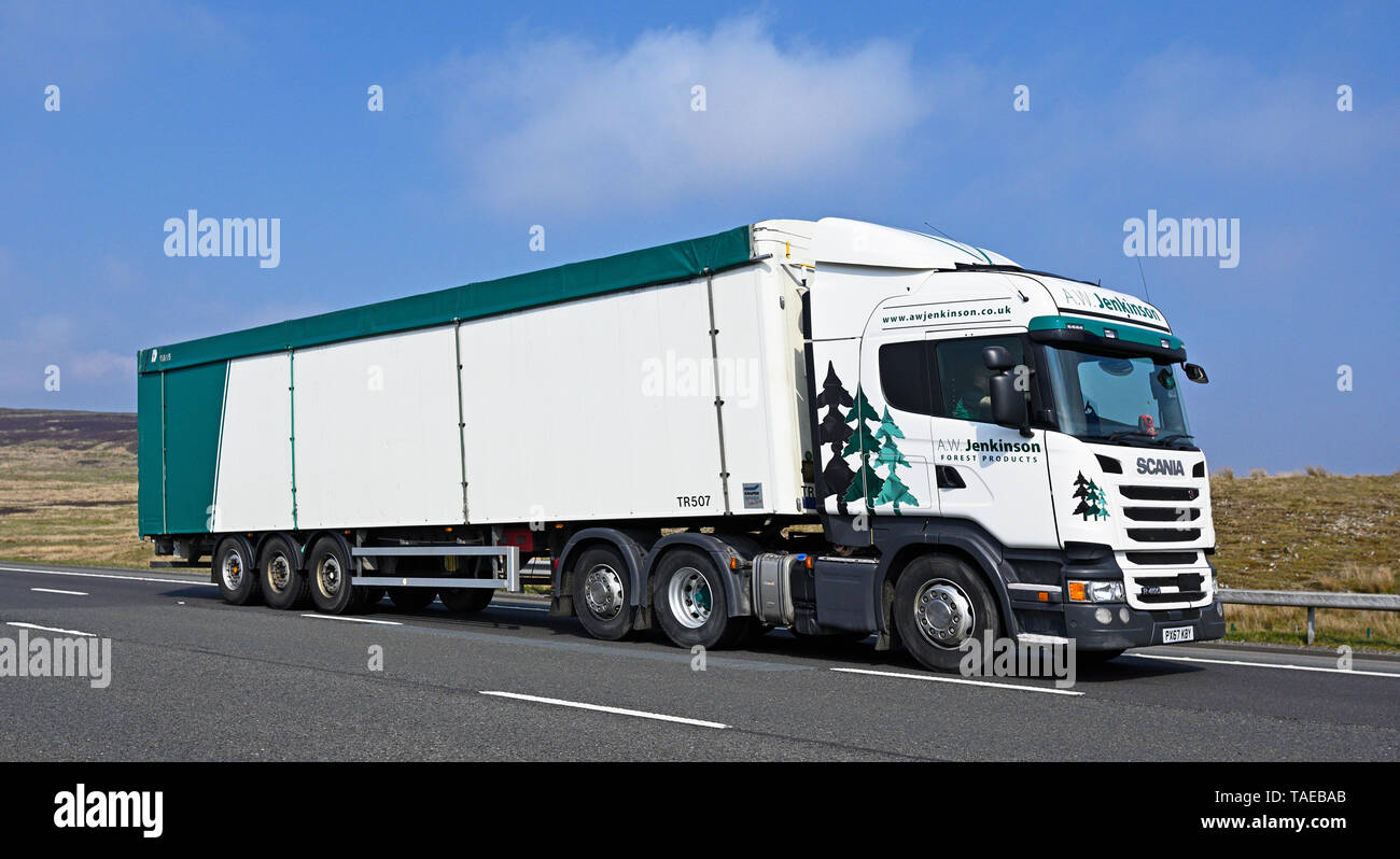 A.W.Jenkinson Forest Products HGV. M6 Motorway, Southbound, Shap ...