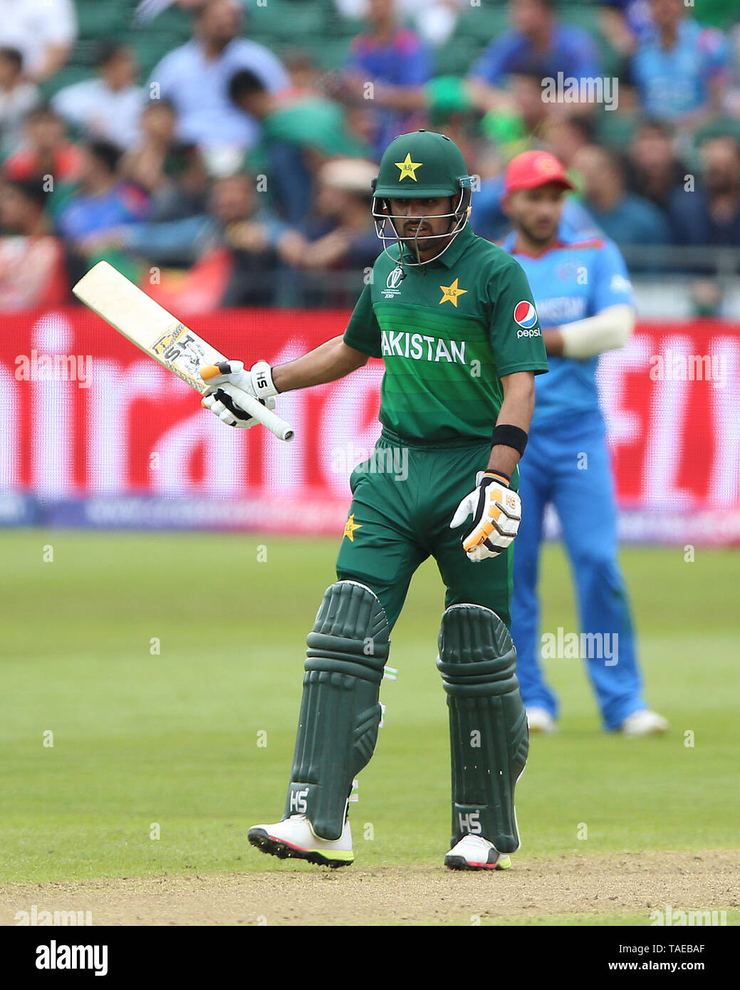 Pakistan's Babar Azam reaches his century during the ICC Cricket World ...