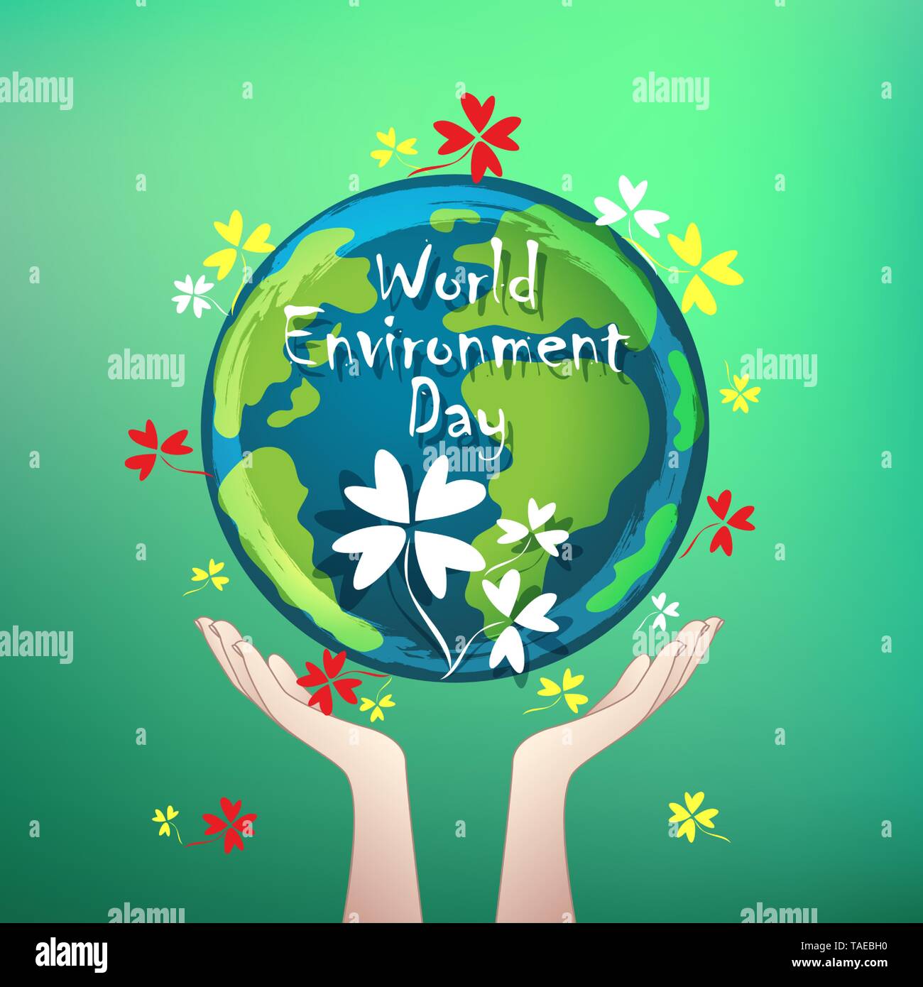 World environment day sign on green background. Vector illustration ...