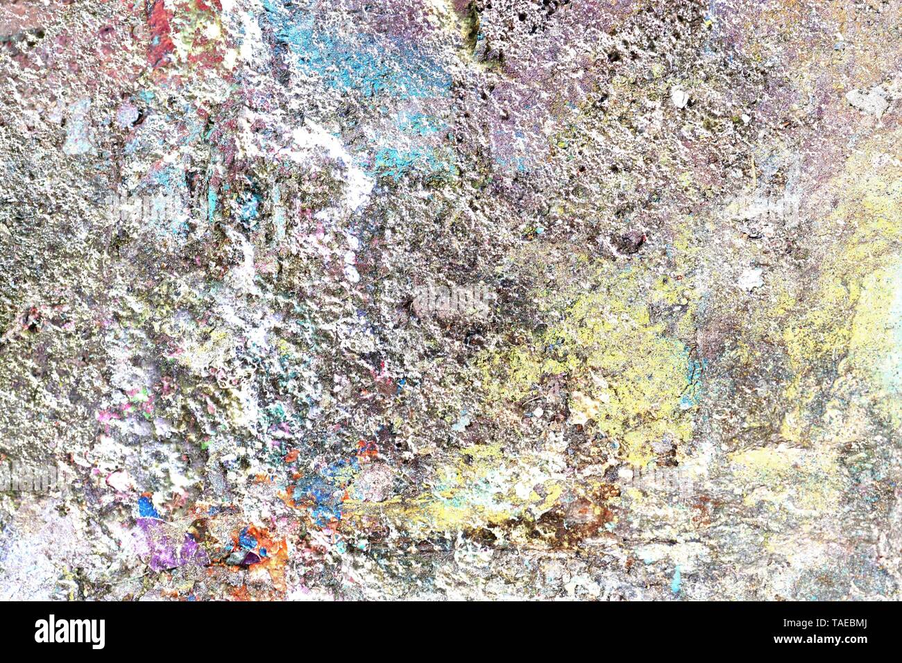 Detailed colorful painted concrete walls in a high resolution close up ...