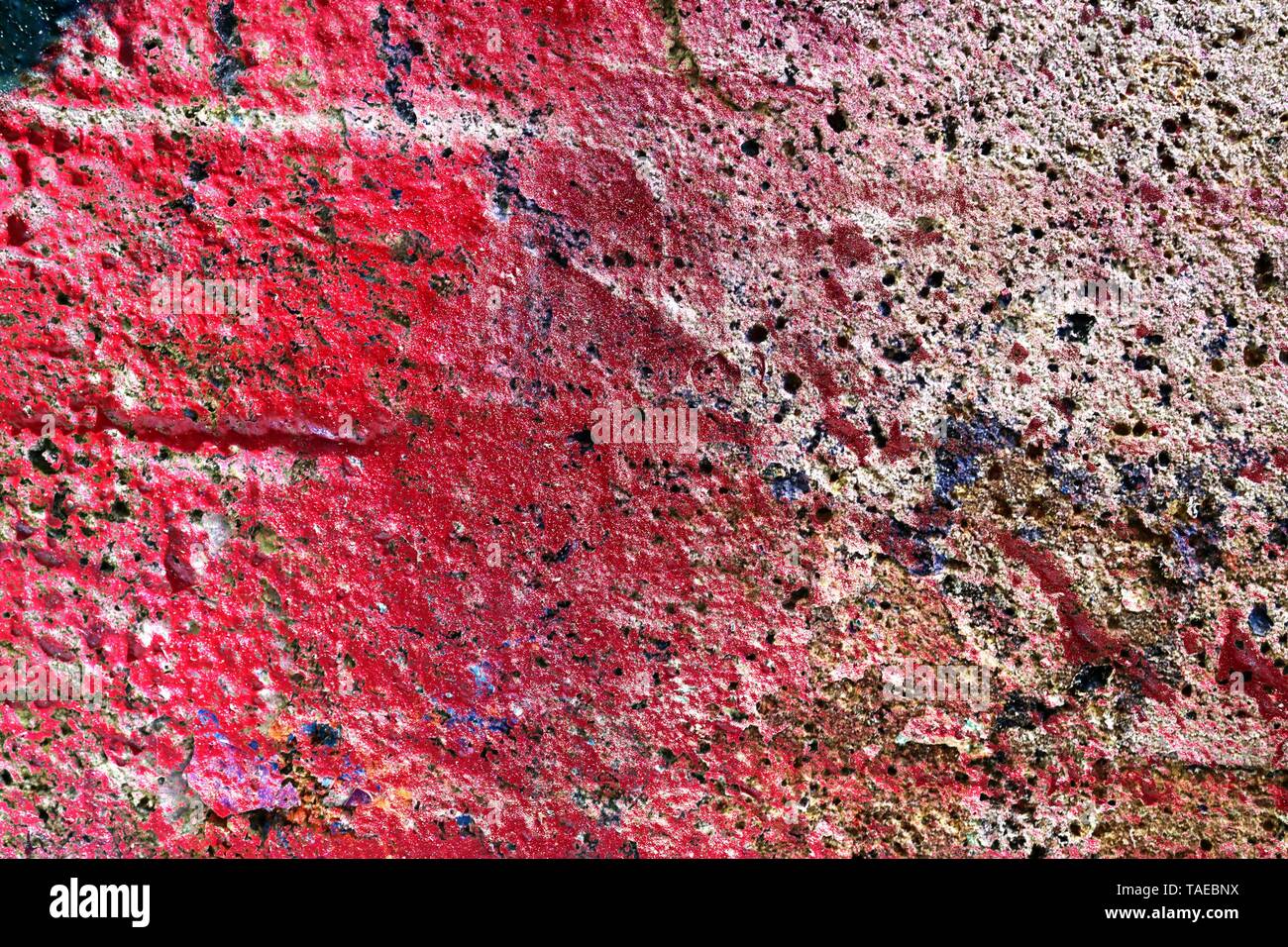 Detailed colorful painted concrete walls in a high resolution close up ...
