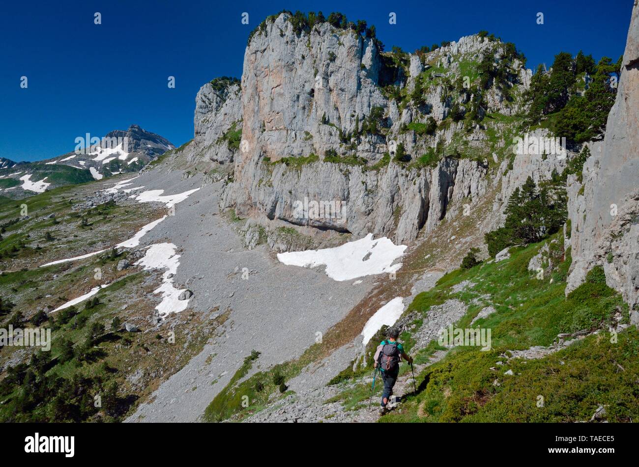 Hike on the GR20 towards Pas de l'Osque, karstic area covered by ...
