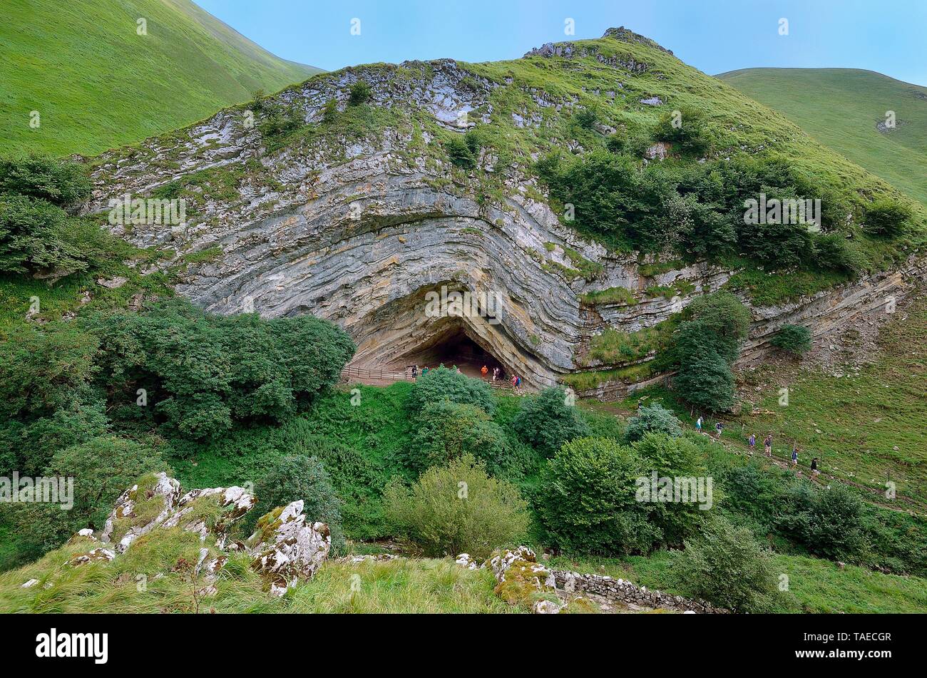 Cave of Harpea, anticlinal formed in limestone, Basque Country ...