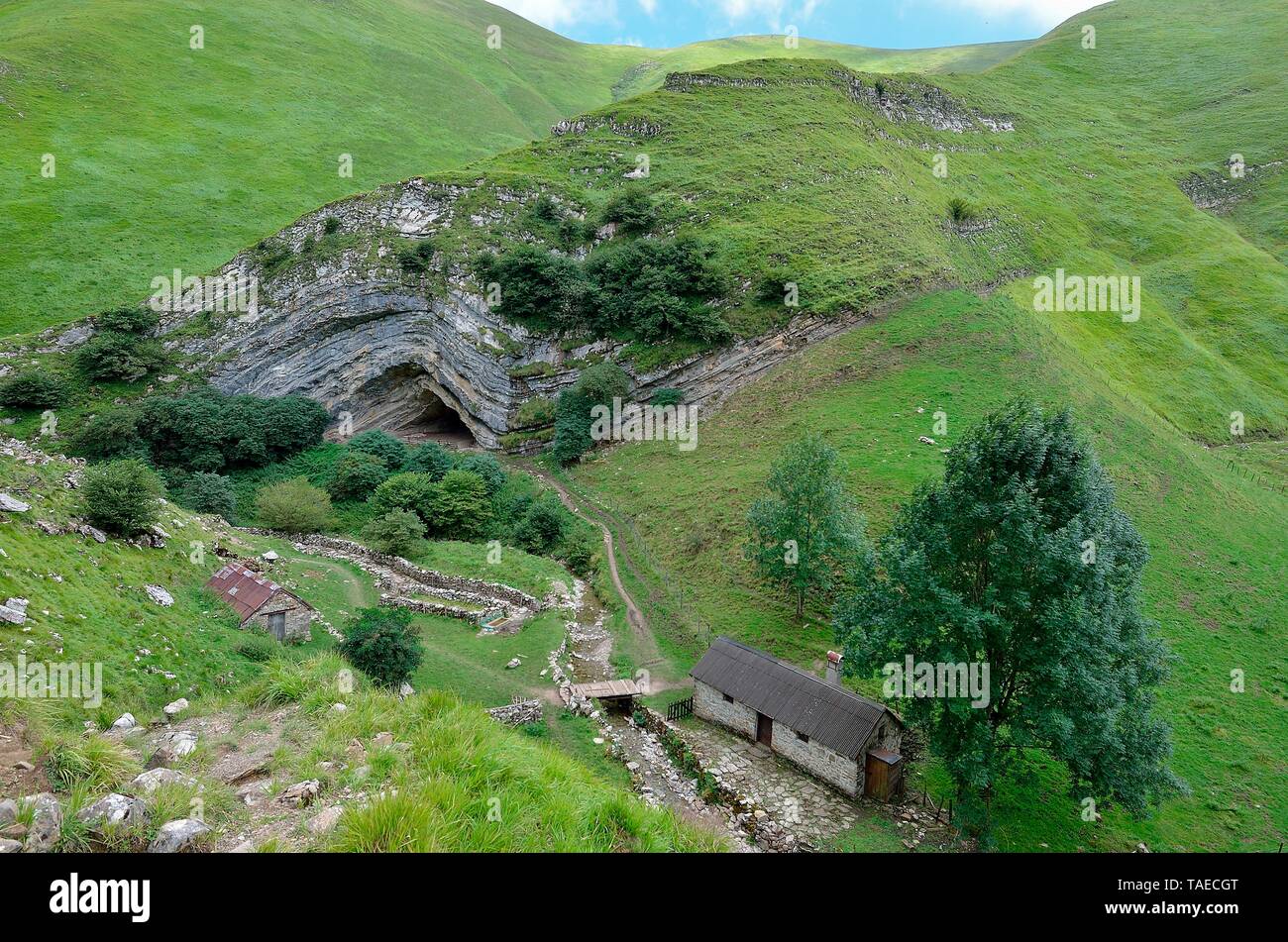 Cave of Harpea, anticlinal formed in limestone, Basque Country ...