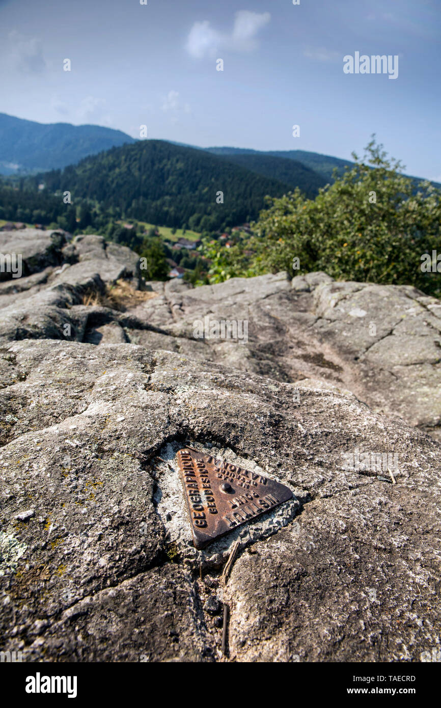 Geodesic point on a rock, highest point of Roche page, Surroundings of ...