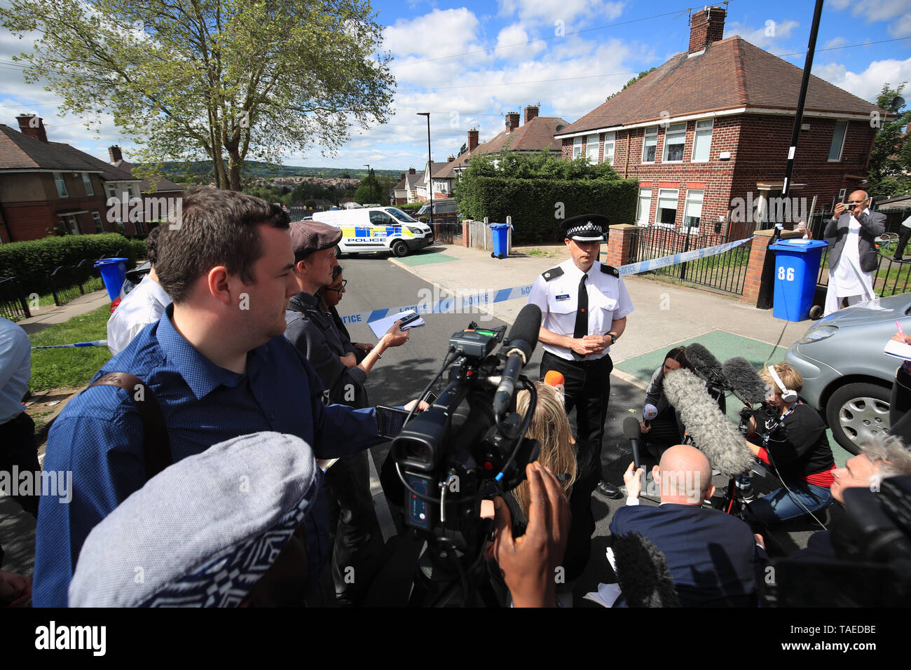 South Yorkshire police superintendent Paul McCurry speaks to the media ...