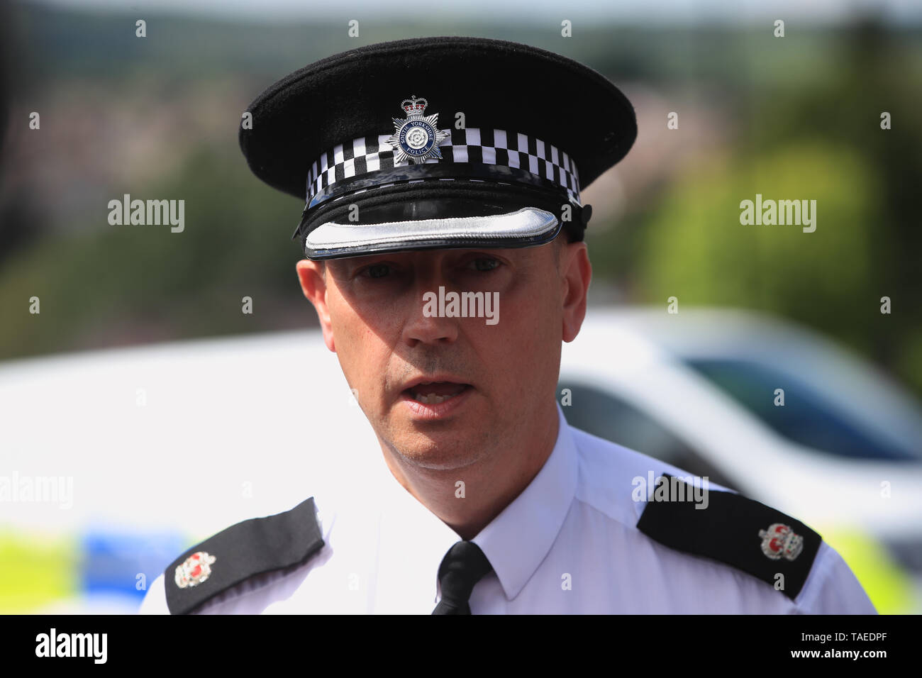 South Yorkshire police superintendent Paul McCurry speaks to the media ...