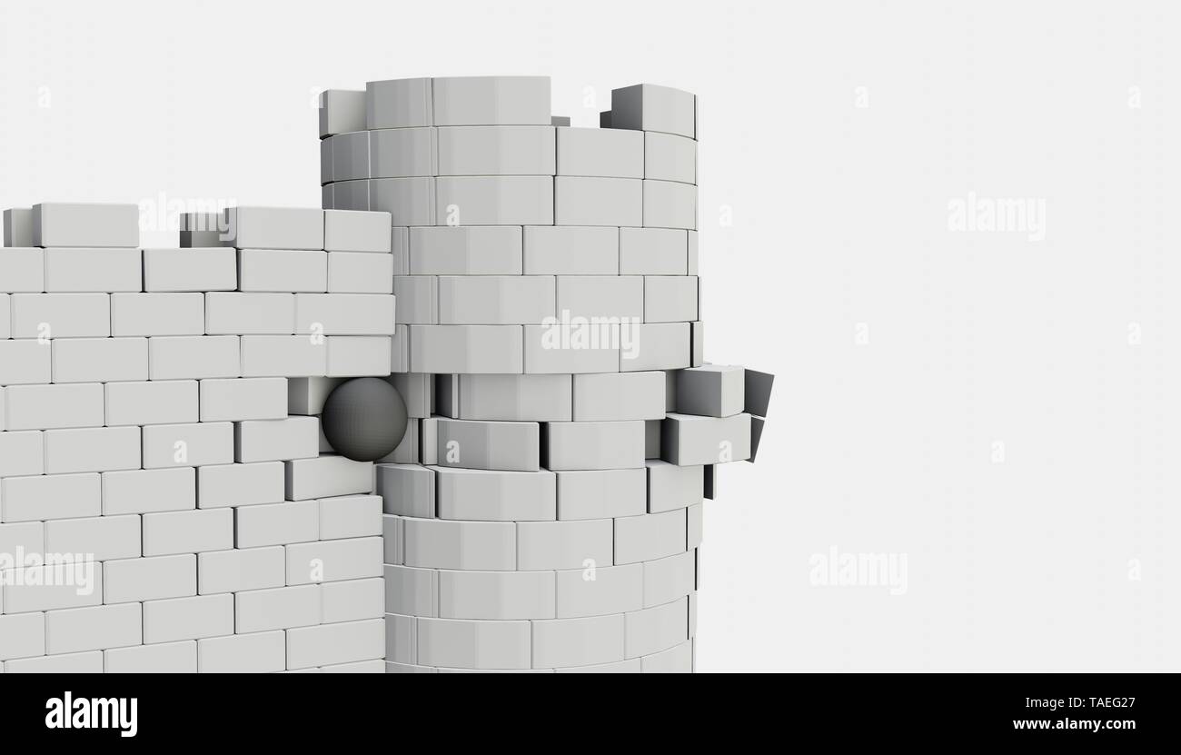 3D model of an ancient castle destroyed by the core Stock Photo - Alamy