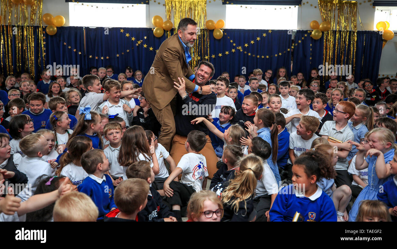 David Walliams during a visit to Flakefleet Primary School in Fleetwood ...