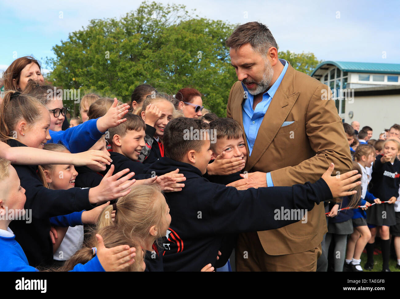 David Walliams during a visit to Flakefleet Primary School in Fleetwood ...