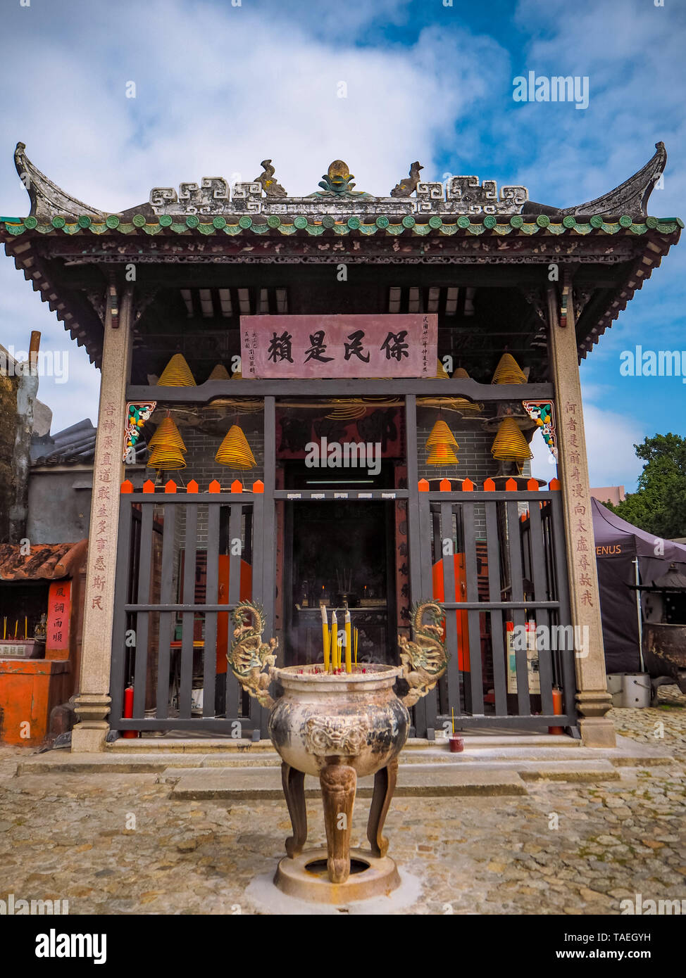 November 2018 - Macau, China: The small one single room Na Tcha temple ...