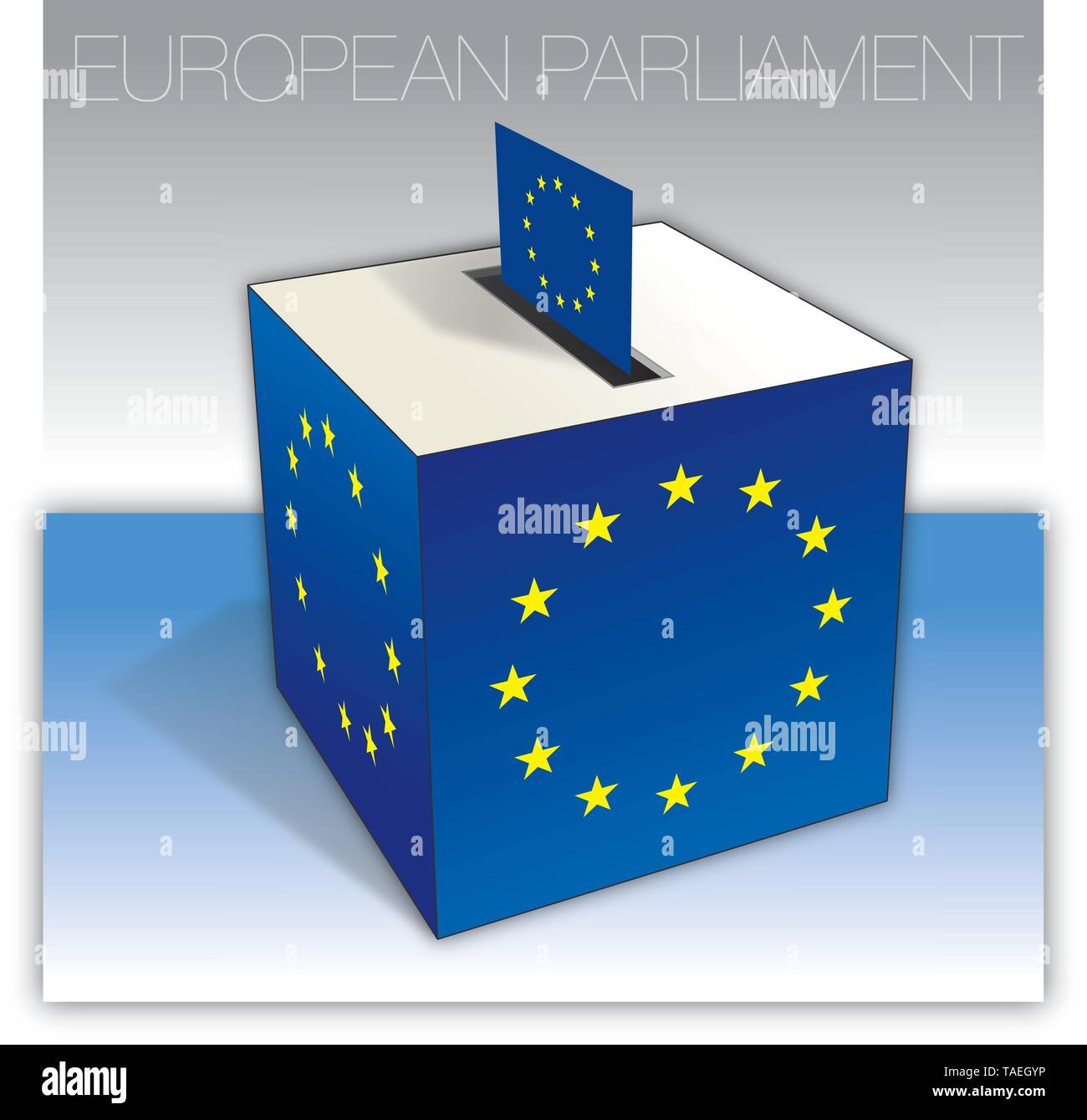 European Union voting box, European parliament elections, flag and ...