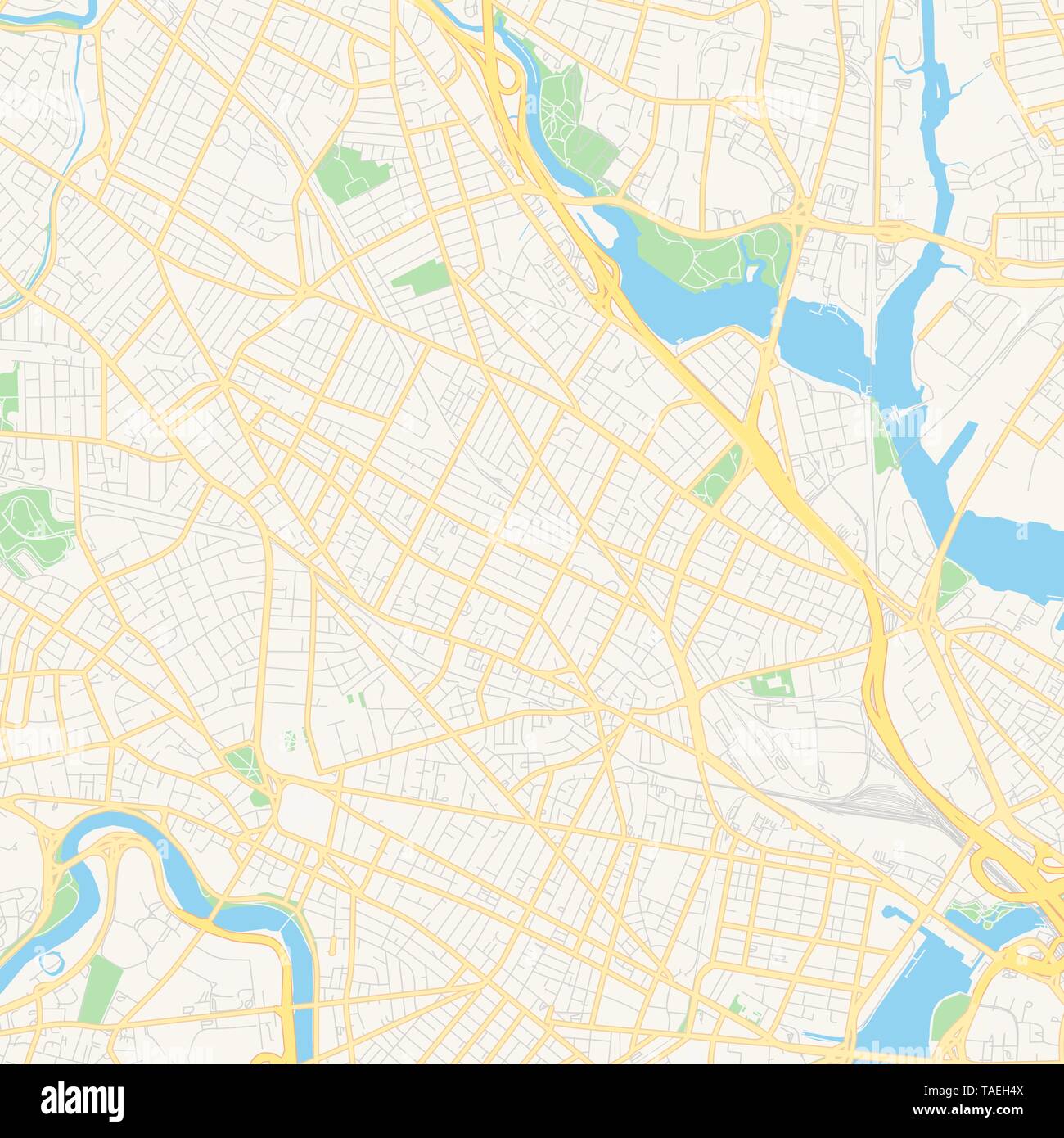Empty vector map of Somerville, Massachusetts, USA, printable road map ...