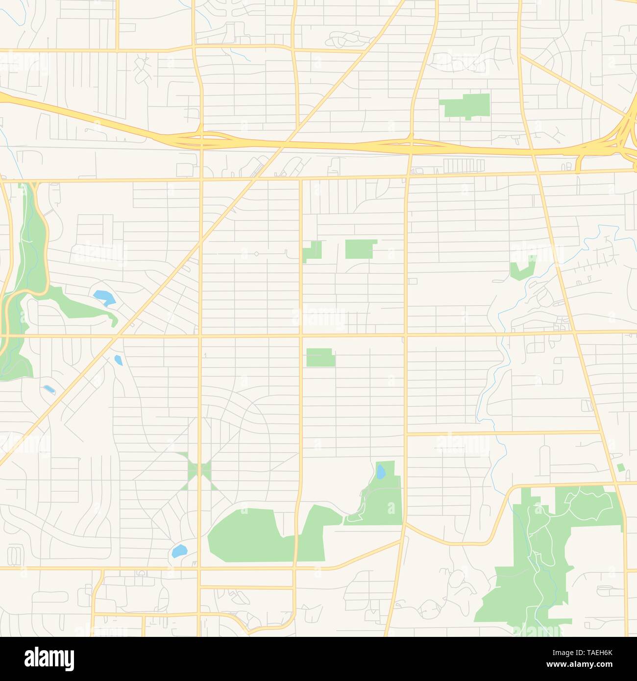Empty vector map of Parma, Ohio, USA, printable road map created in ...