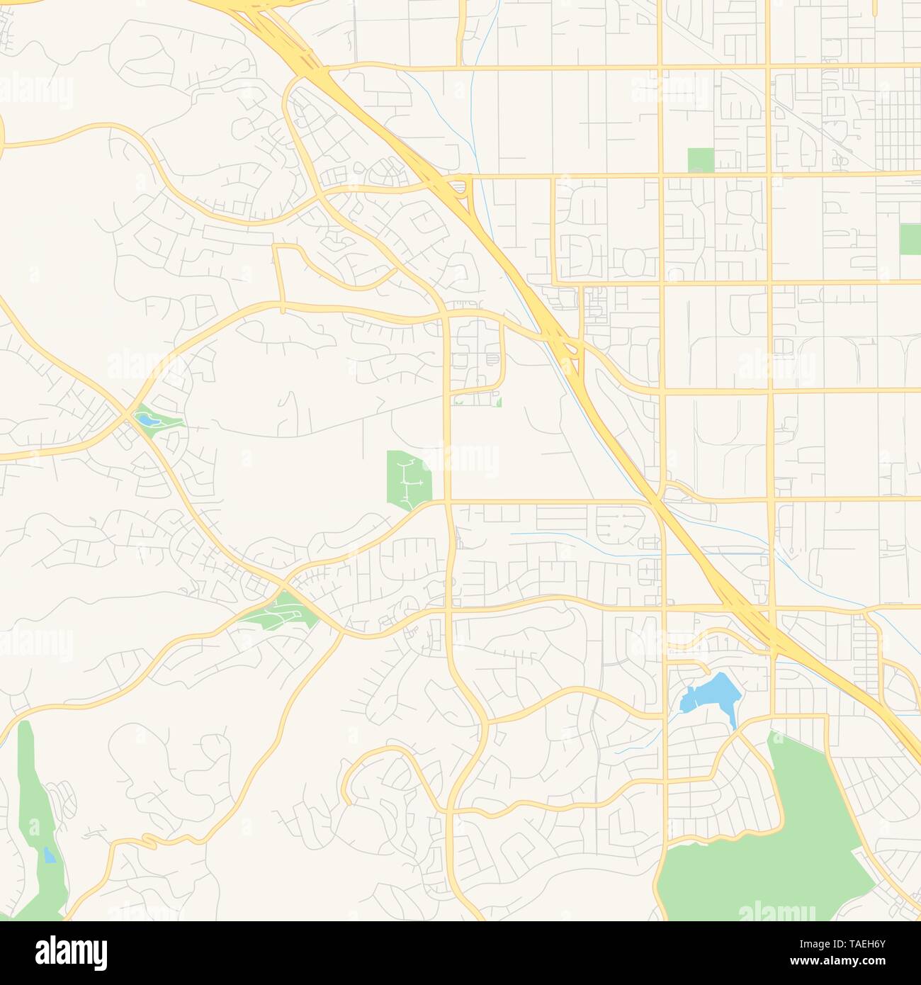 Empty vector map of Chino Hills, California, USA, printable road map ...