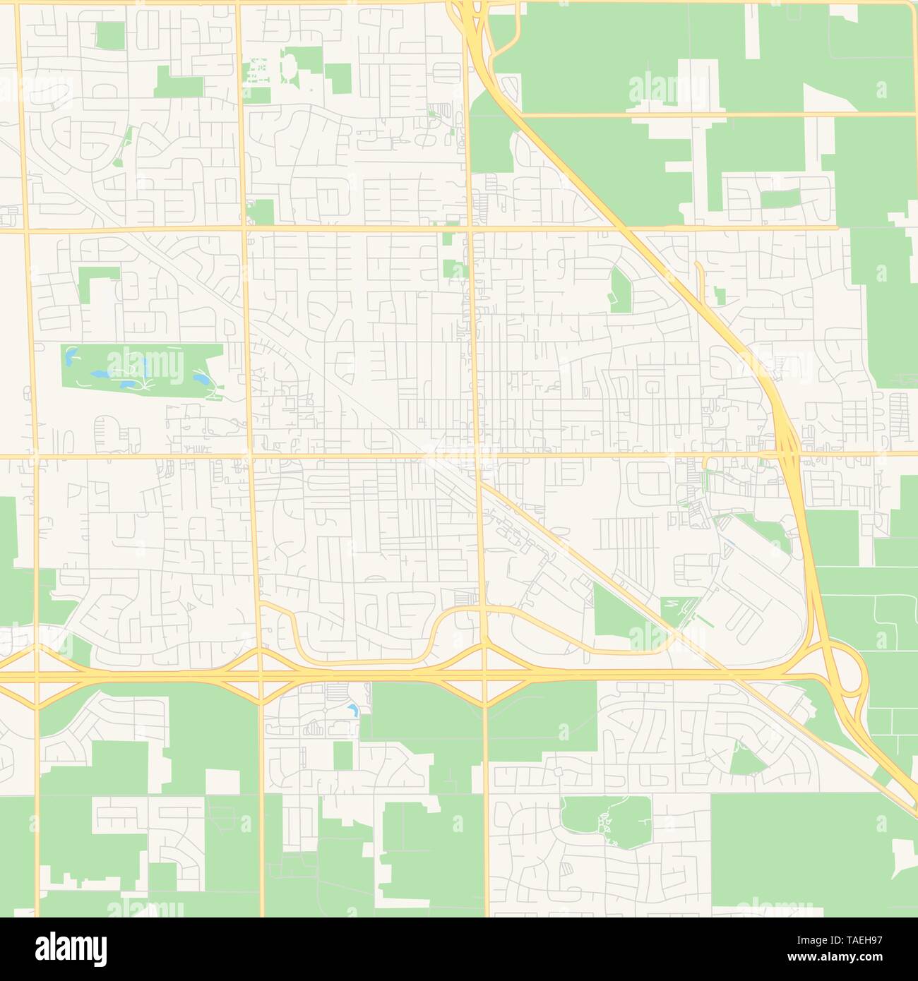 Empty vector map of Manteca, California, USA, printable road map ...