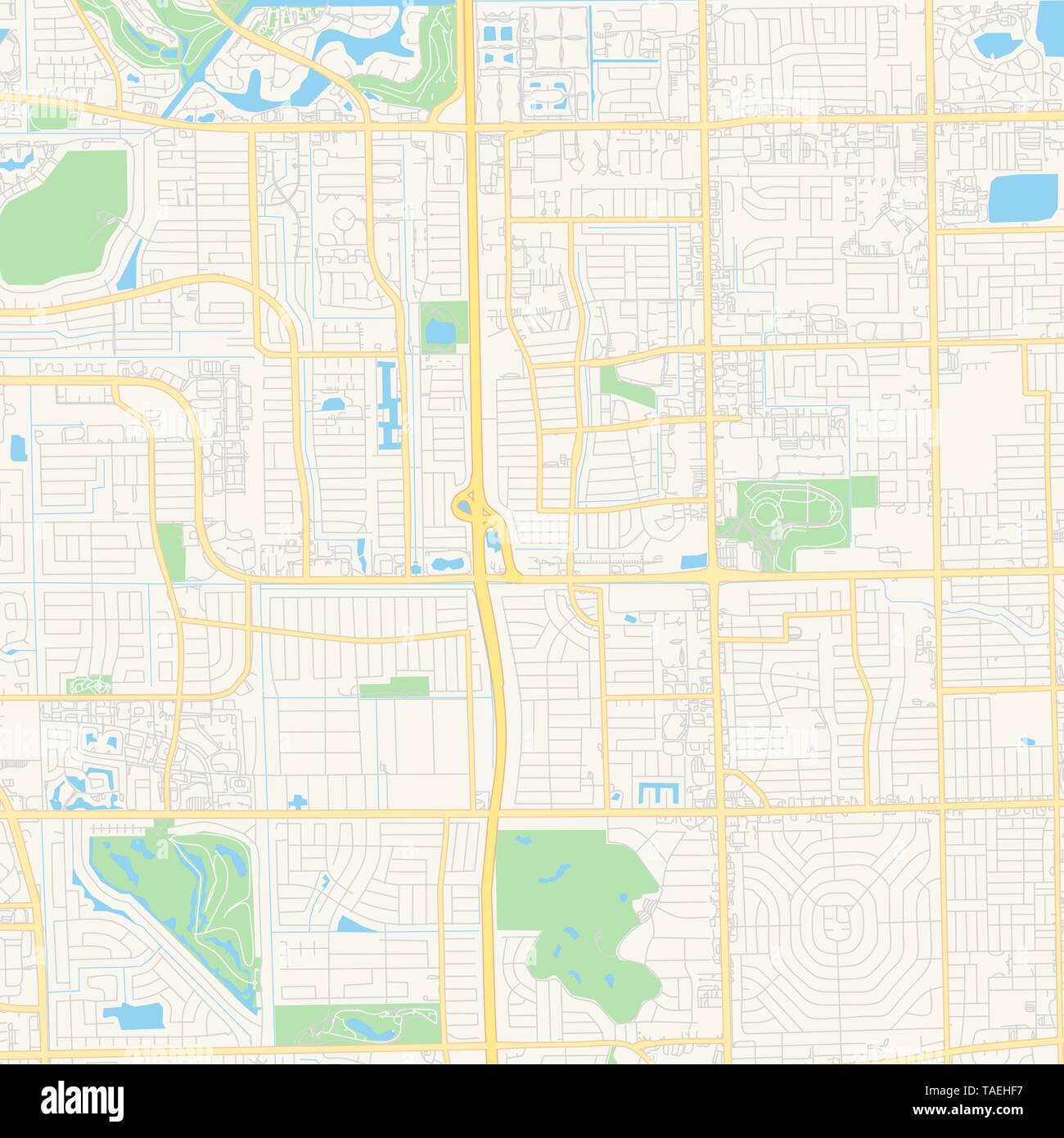 Empty vector map of Lauderhill, Florida, USA, printable road map ...