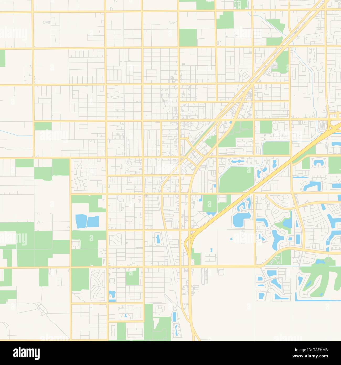 Empty vector map of Homestead, Florida, USA, printable road map created ...